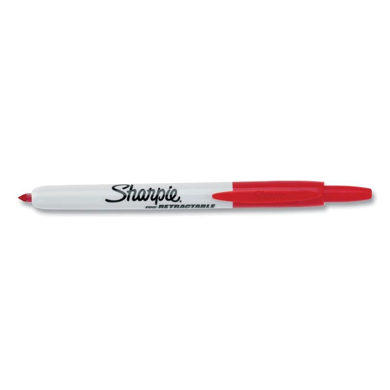 Retractable Permanent Marker Red Fine Bullet Tip | TechproTool