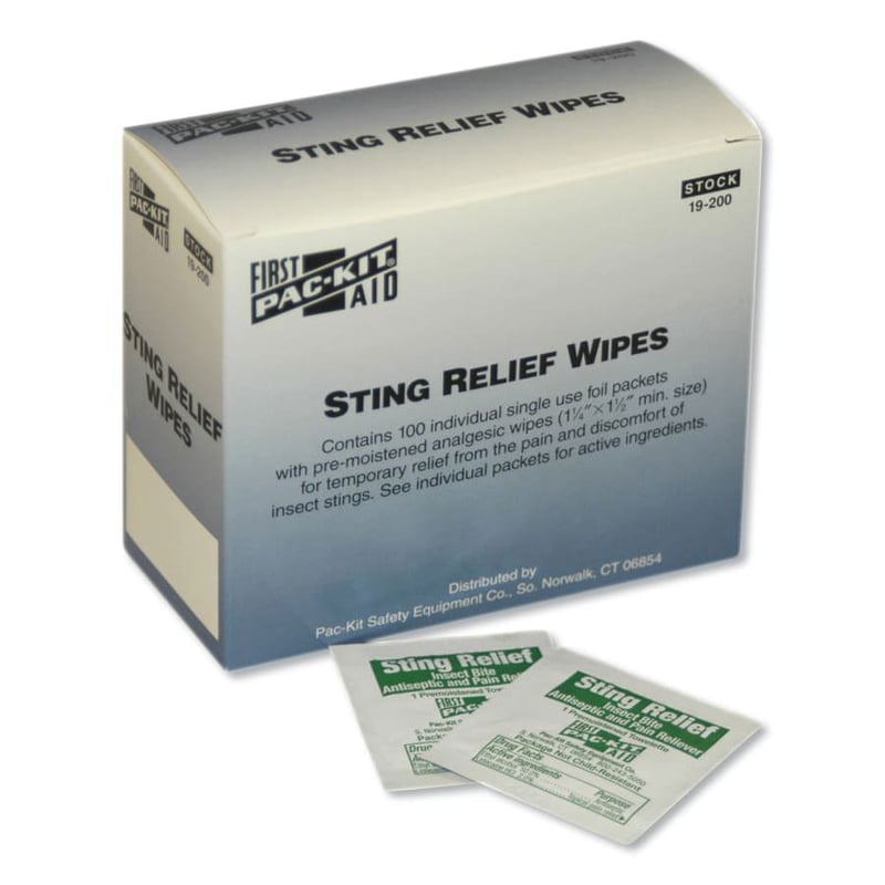 Sting Relief Wipe Individually Wrapped 100 per Box | TechproTool