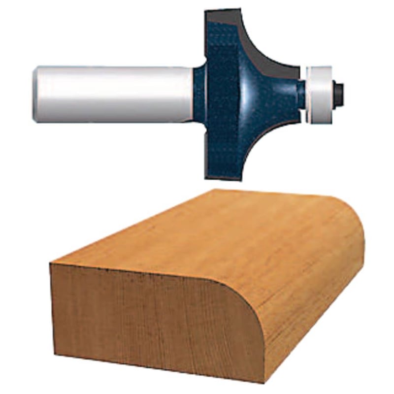 Carbide-Tipped Ball Bearing Pilot Roundover Router Bits, 1 in Cutting ...