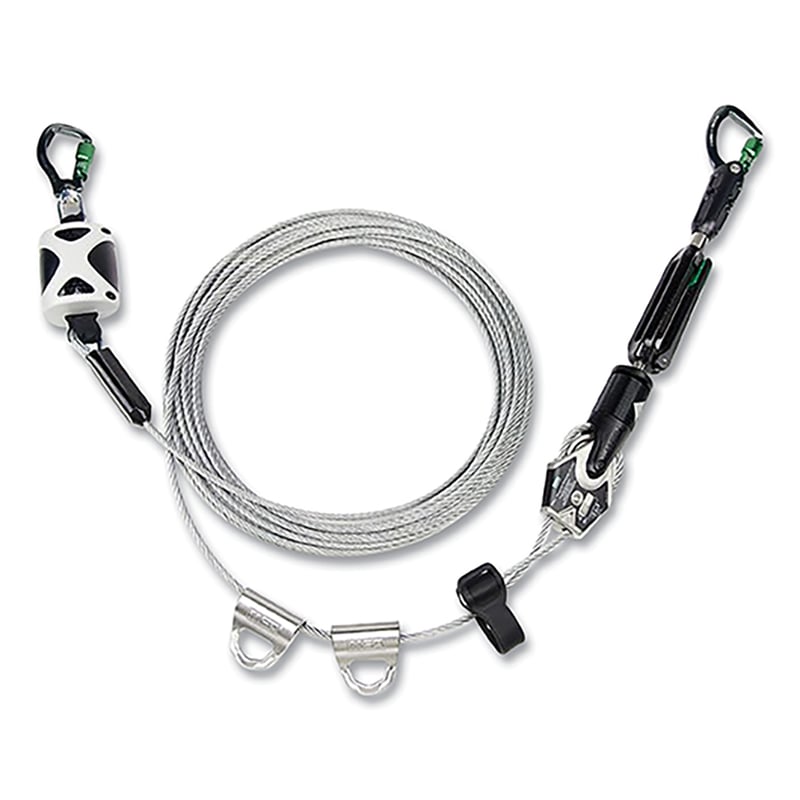 Temporary Horizontal Lifeline System Cable 60 ft L 2 Man | TechproTool