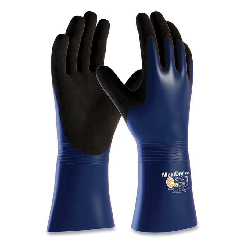 MaxiDry® Plus™ Nitrile Coated Hi-Performance Gloves, Medium, Blue/Black ...