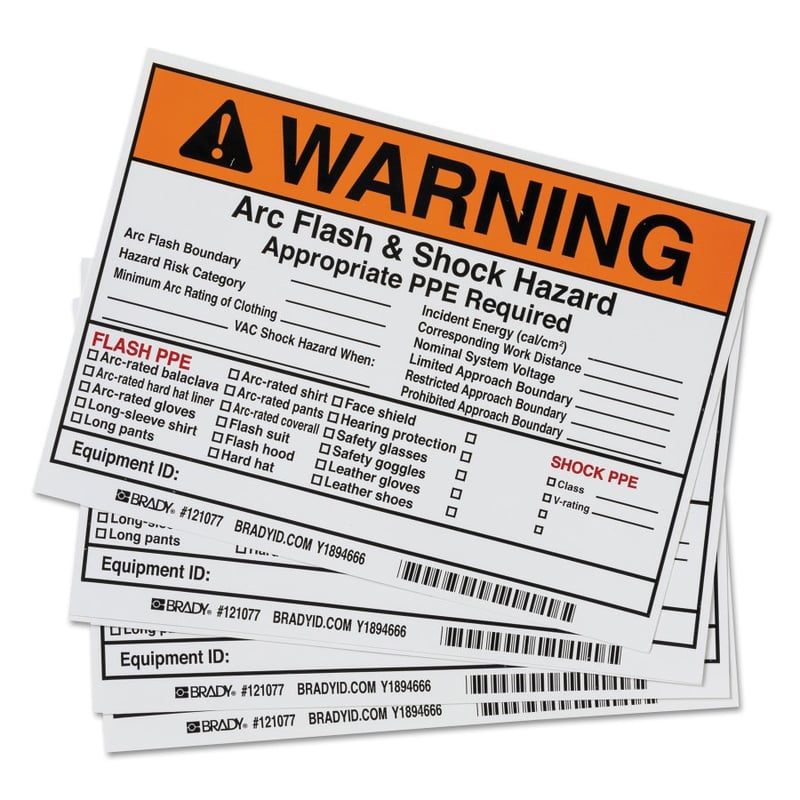 Arc Flash Labels 7 in x 5 in Warning - Arc Flash & Shock Hazard Orange ...