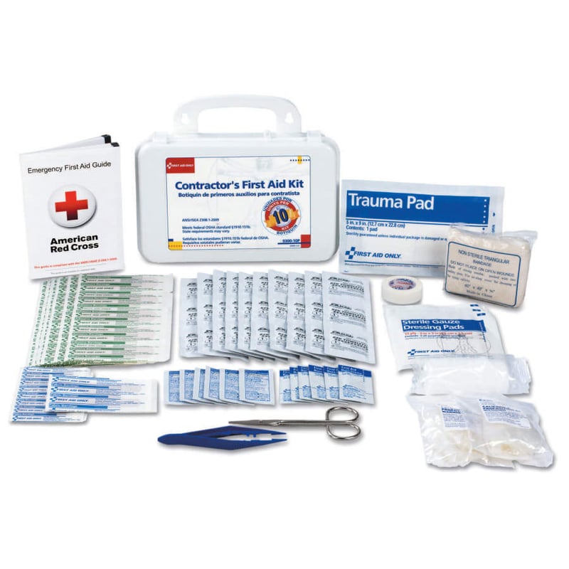 Contractor's First Aid Kit 10 Person Plastic Case Portable/Wall Mount ...